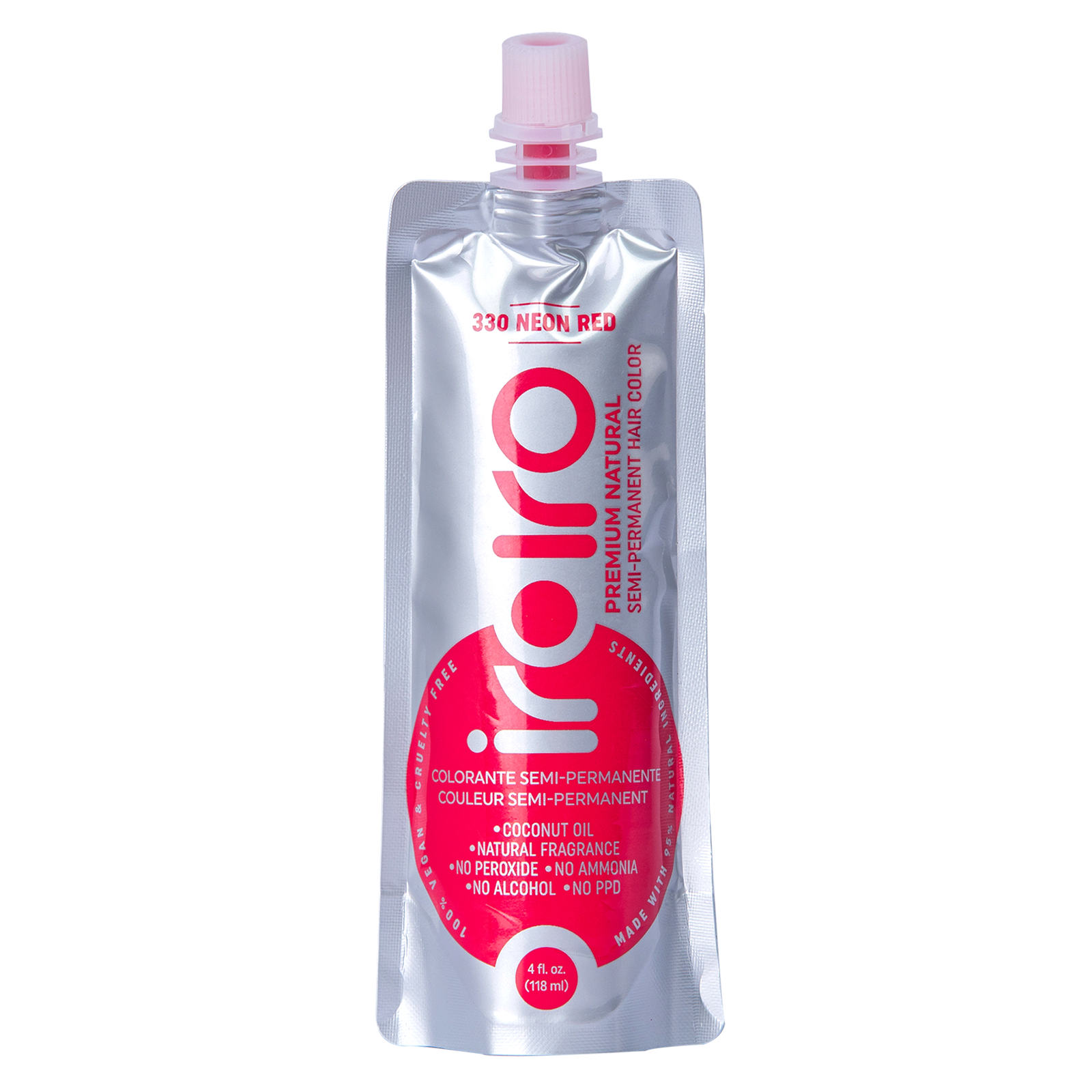 Iroiro 330 UV Reactive Red Neon Vegan Cruelty-Free Semi-Permanent Hair ...